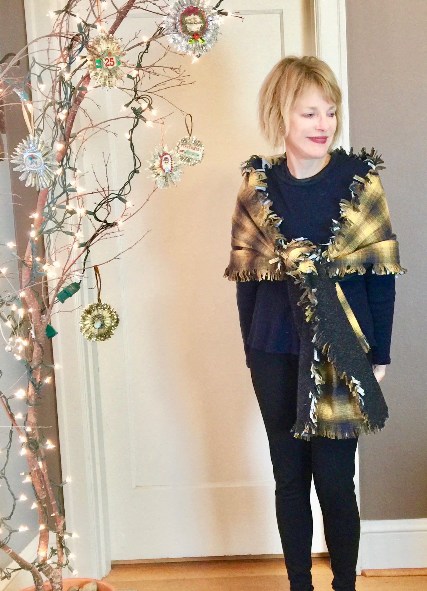 One for you, one for me…A reversible fringed scarf to give or keep ...